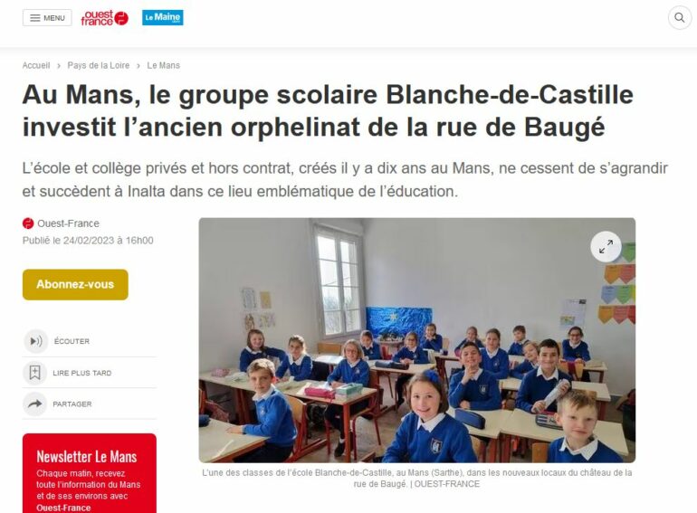 L'école et le collège Blanche de Castille (Le Mans) - Riposte-catholique