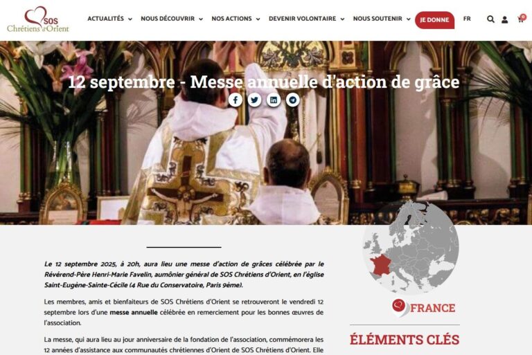 Messe d'action de grâce pour SOS Chrétiens d'Orient à Paris le 12 ...